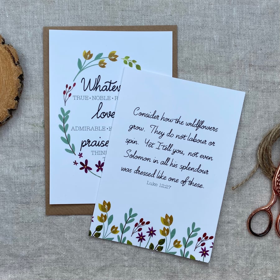 Set of 2 Original Art Postcards, Bible Verse, C... - Folksy