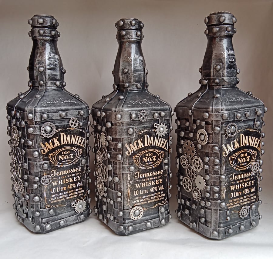 Jack Daniels Steampunk Bottle 1L Silver Pewter - Folksy