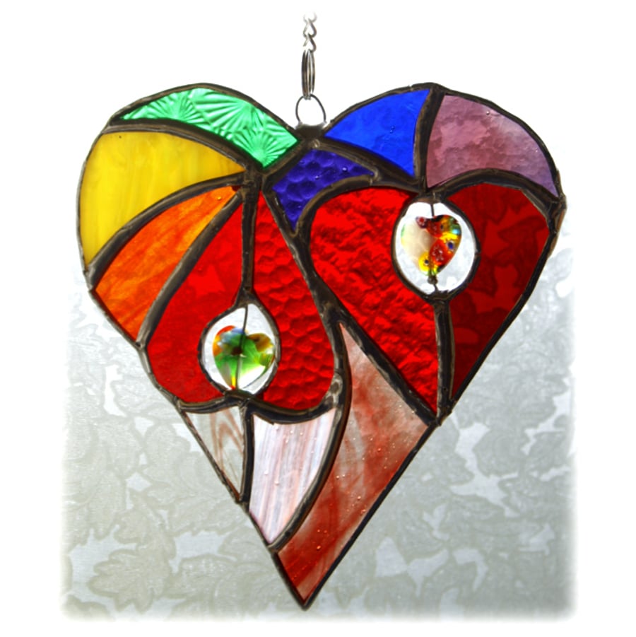 Heart of Hearts Suncatcher Rainbow Stained Glas... - Folksy