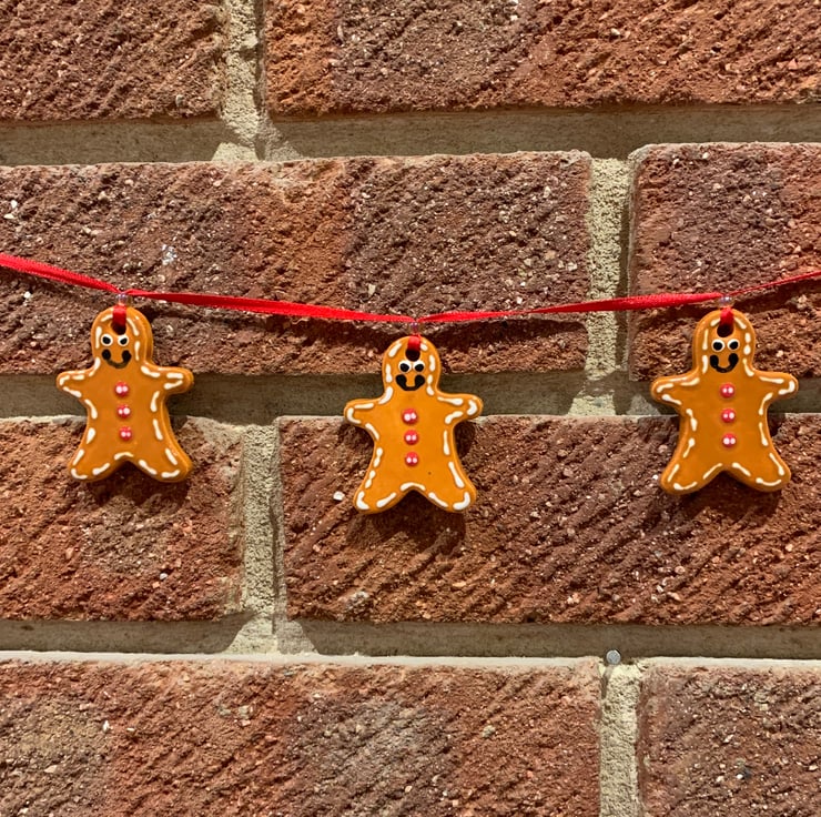 SALE Handmade Ceramic Mini Gingerbread Man Bunting - Folksy
