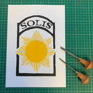 Solis A4 lino print - Folksy