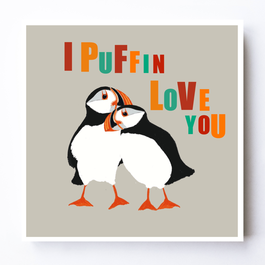 Puffin Card for anniversary, birthday, engement... - Folksy