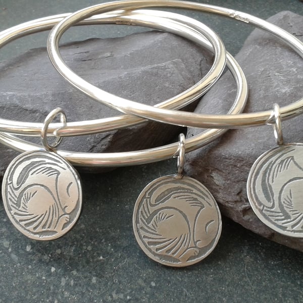 Snoozy Hare Silver Bangle - Folksy