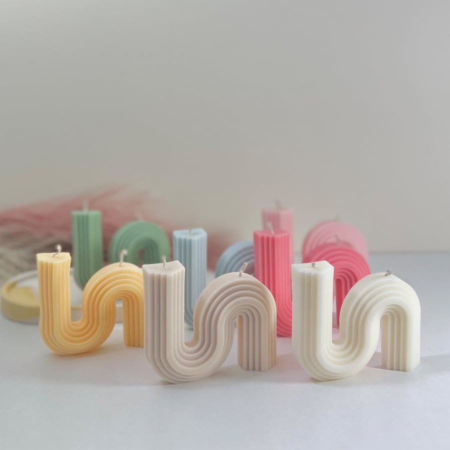 Geometric Wavy Soy Wax Decorative Candle - 2 Wi... - Folksy