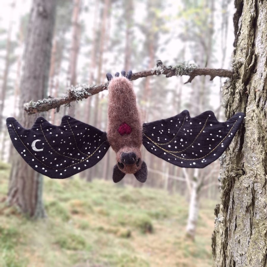 Upside Down Bat - Glow in the Dark Starry Wings - Folksy