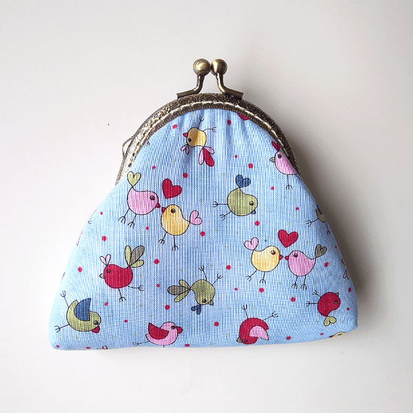 Colourful birdie kiss clasp purse, birds, heart... - Folksy