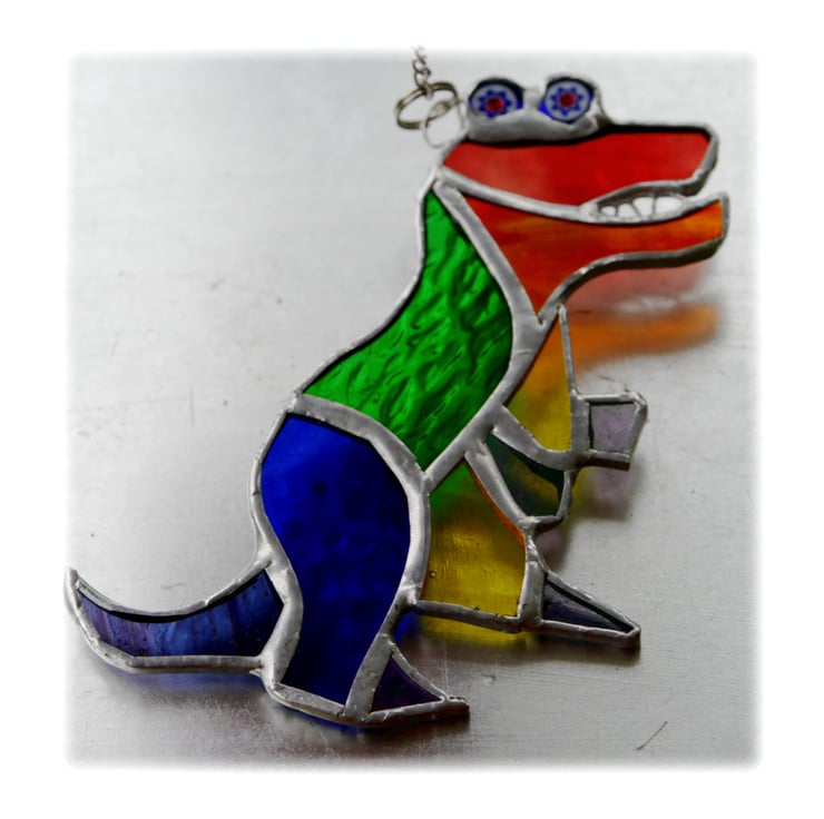 Dinosaur T Rex Suncatcher Rainbow Stained Glass... - Folksy