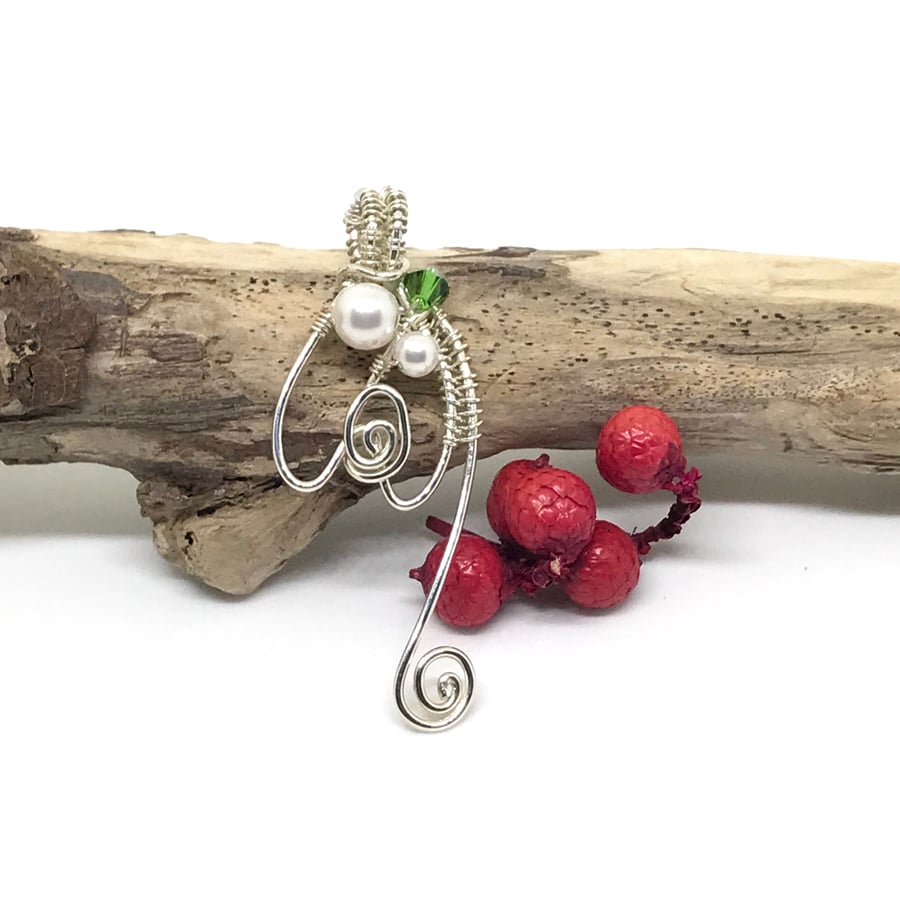 Sterling Silver Snowdrop Pendant, Pearls and Cr... - Folksy