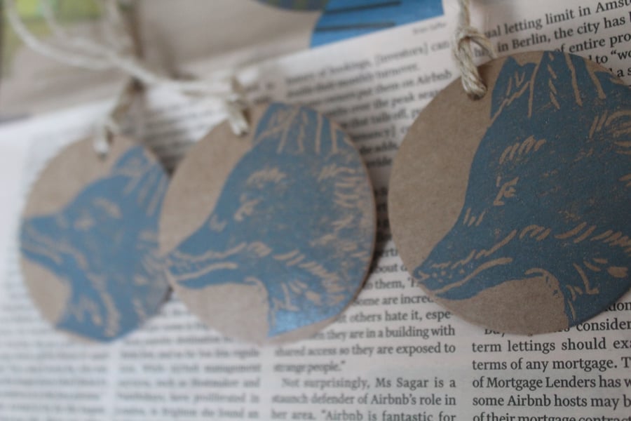 Hand Printed Fox Gift Tags - Folksy