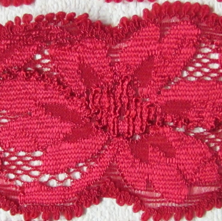 SALE 2.5 metres Red Stretch Lace - Folksy