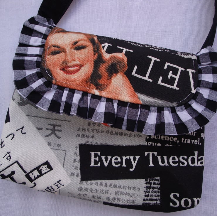 SALE 6.50 Mini Shoulder Bag in Cotton Newspap... - Folksy