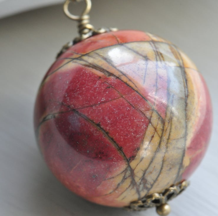 RESERVED FOR KAY Jasper Necklace with Bird Conn... - Folksy