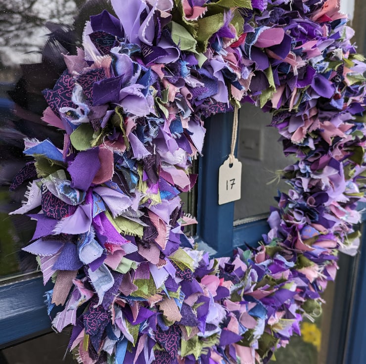 Handmade Upcycled eco Wreath lavender colours r... - Folksy