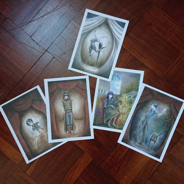 Gothic Theatre card pack, 5 postcards, prints, ... - Folksy