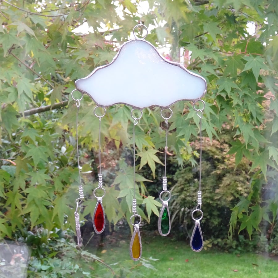 Stained Glass Rain Cloud Multi - Handmade Hangi... - Folksy