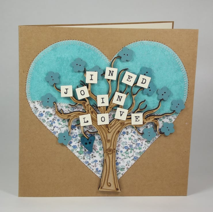 Joined In Love Wedding Day Fabric card - Folksy