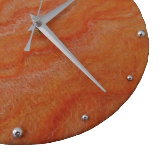 Felted clock, 20cm, in orange shades - Folksy