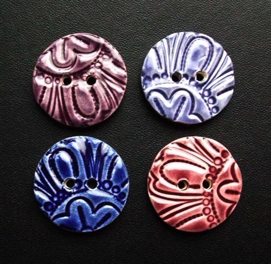 set of four large ceramic buttons - Folksy
