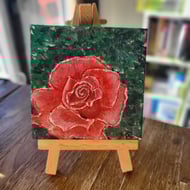 Original acrylic painting mini canvas flowers rose - Folksy