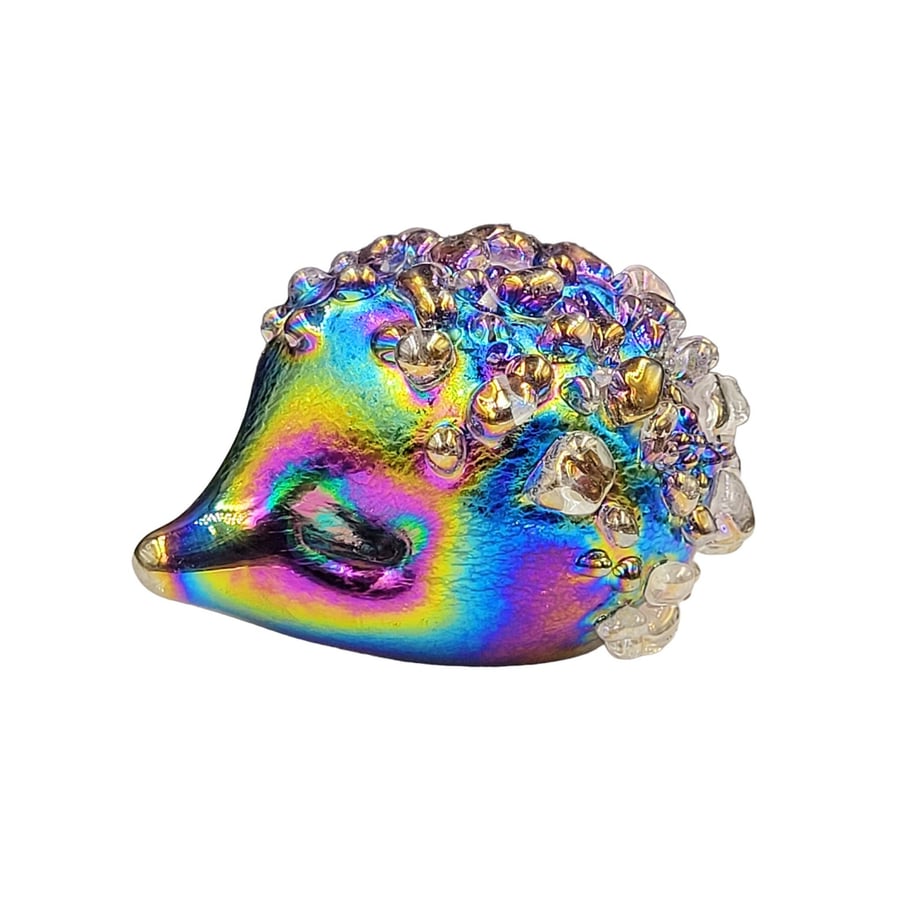 GLASS HEDGEHOG HANDBLOWN Paperweight Iridescent... - Folksy