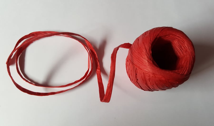 5m Paper Raffia Ribbon - Approx. 7mm Width - Red - Folksy