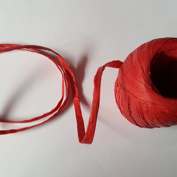5m Paper Raffia Ribbon - Approx. 7mm Width - Red - Folksy