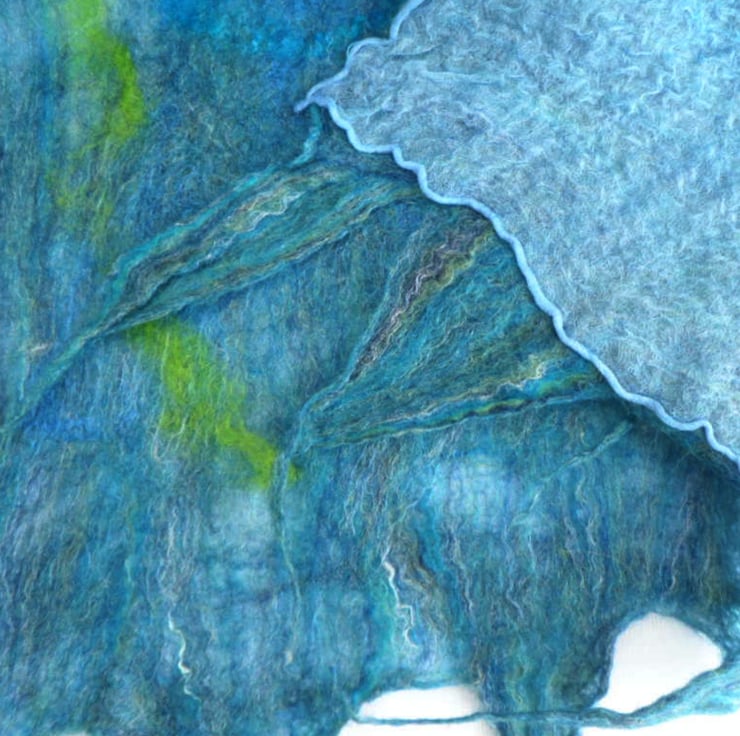 Nuno felted scarf, wool on silk, "Sea Bree... - Folksy