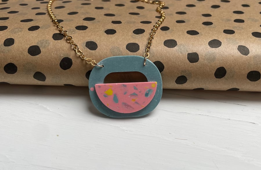 Geometric Jesmonite Necklace - Folksy