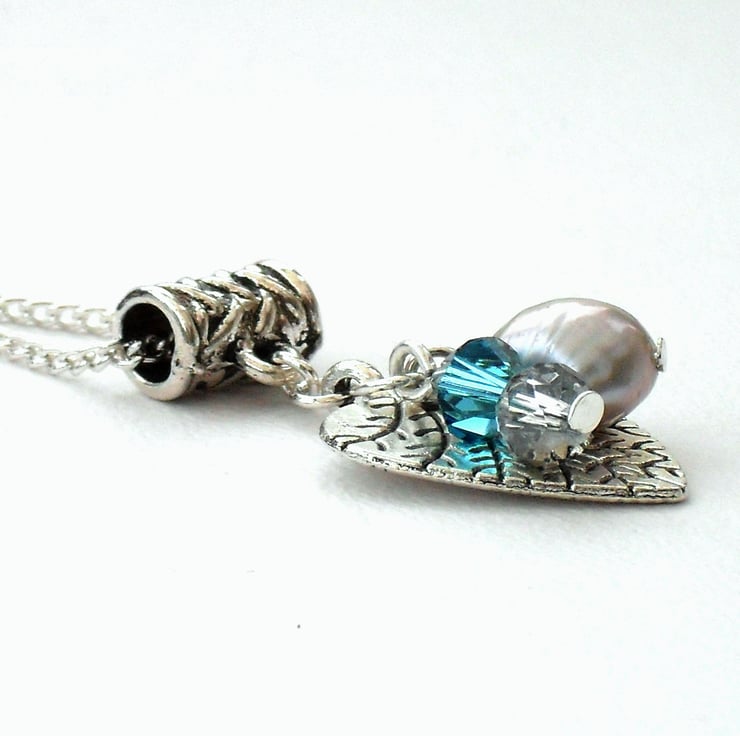 Handmade crystal and pearl charm necklace, with... - Folksy