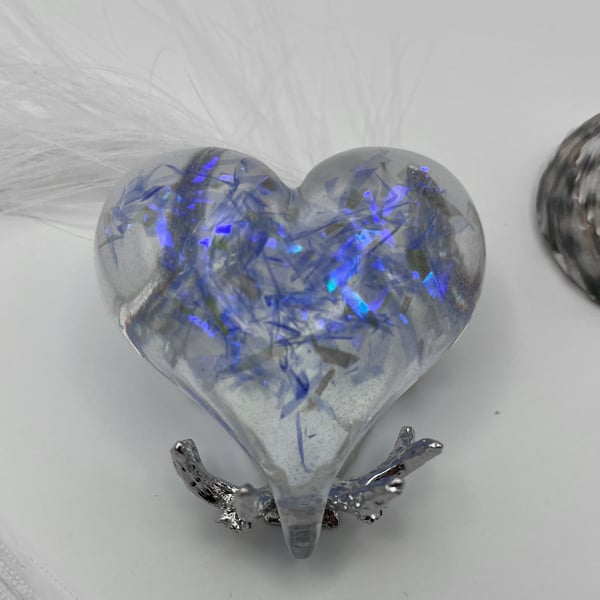 Iridescent Resin Heart Ornament or Paper Weight - Folksy