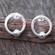 Earring studs, Argentium Silver hoop ring studs... - Folksy