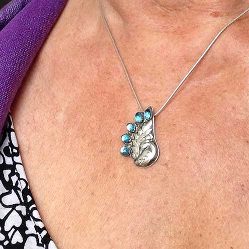 Silver Peacock with Topaz necklace - Exotic bir... - Folksy