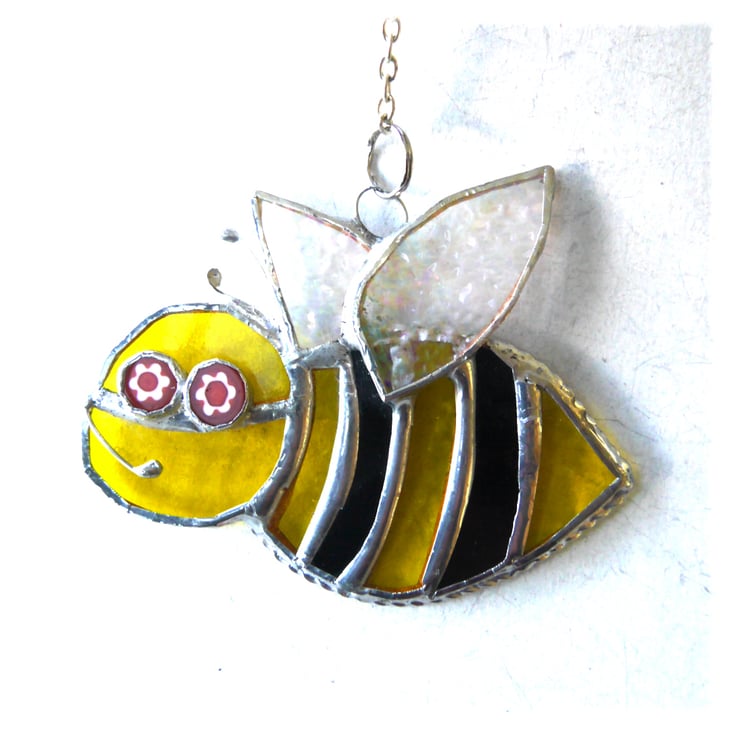 SOLD Bee Happy Suncatcher Stained Glass Bumble ... - Folksy