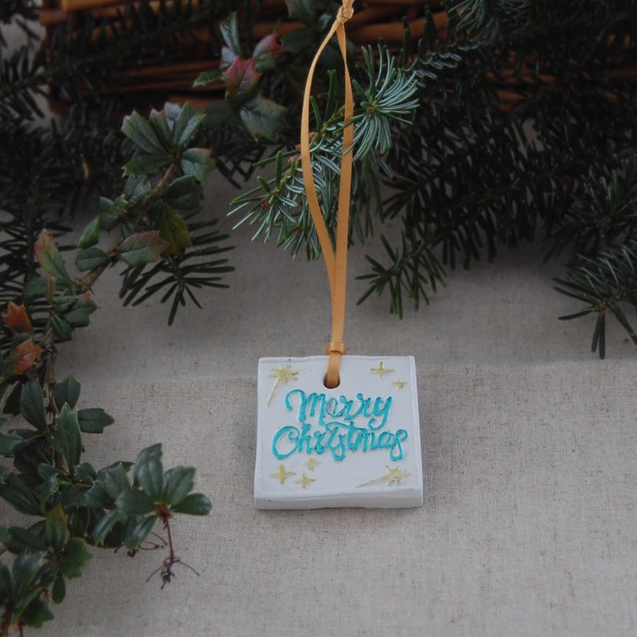 Green Merry Christmas Square Hanging Christmas ... - Folksy
