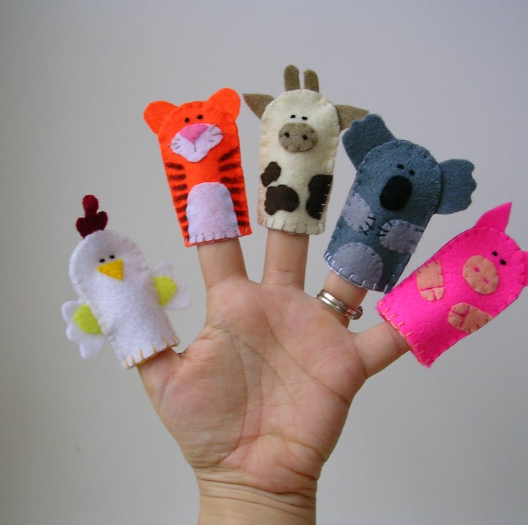 Set of 10 x Animal Felt Finger Puppets - farm, ... - Folksy