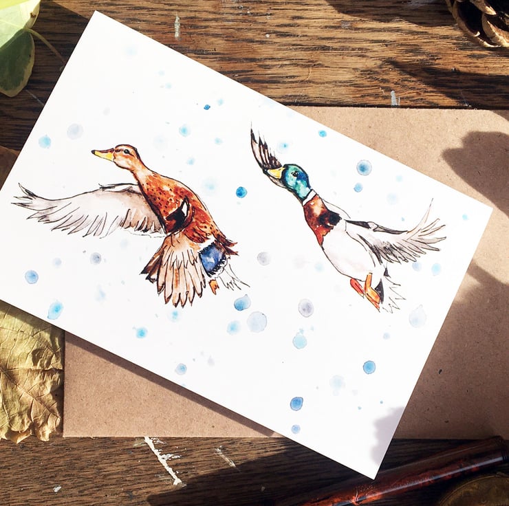 Flying Duck Card Duck Greeting Birthday Thank y... - Folksy