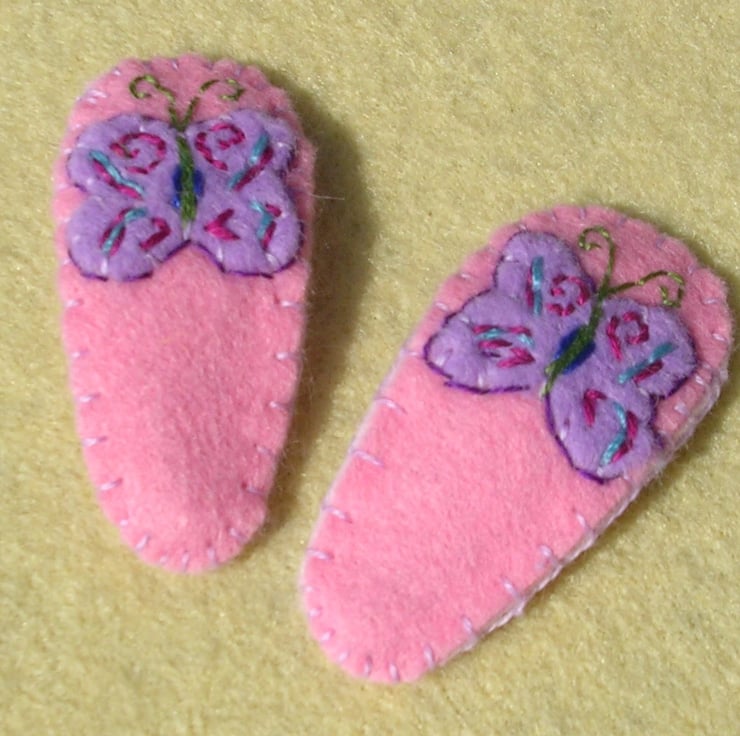 Pair of Butterfly Hair Clips - Folksy