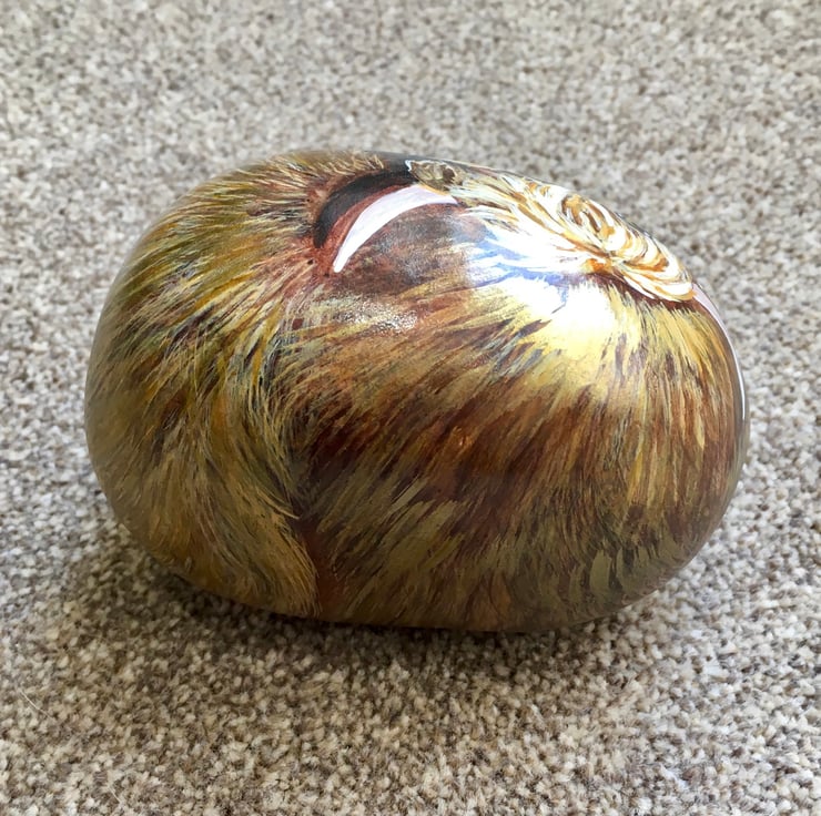 Highland cow painted pebble large garden rock w... - Folksy