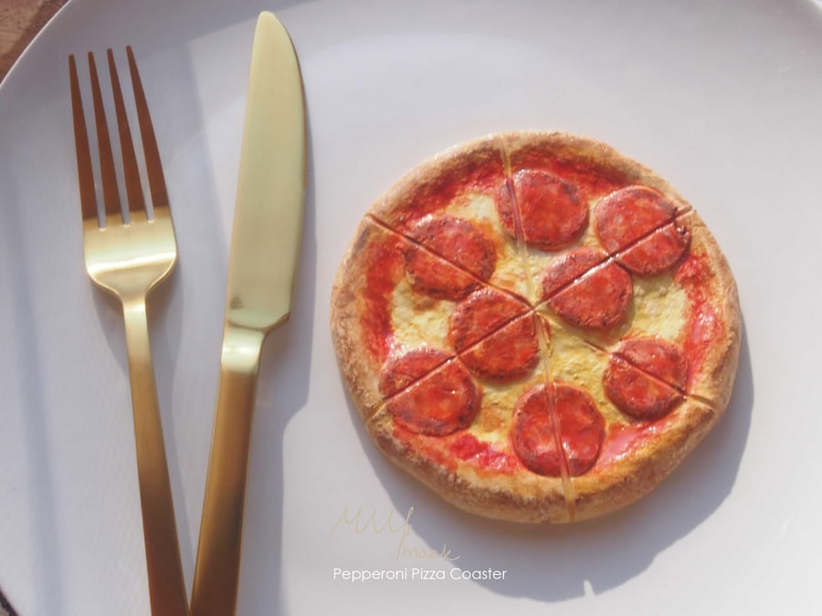 Ceramic Pepperoni Pizza Coaster - Folksy