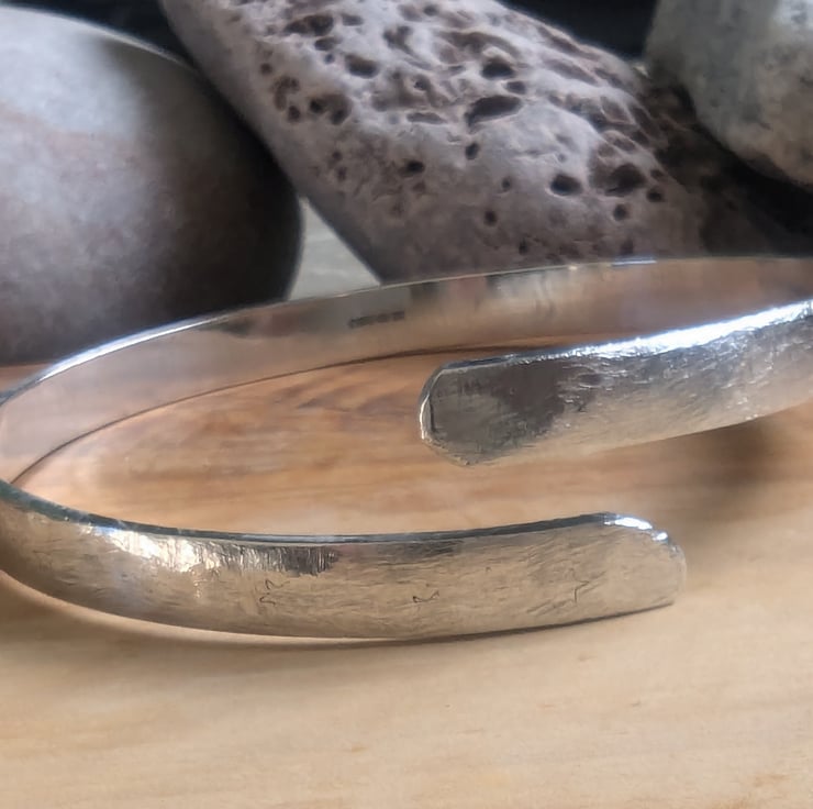 Sterling Silver Bangle, textured design - Folksy
