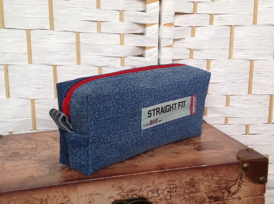 Slim box pouch, recycled denim jeans bag - Folksy