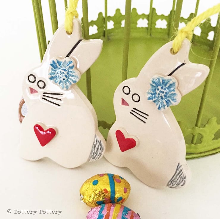 Pottery Easter Bunny decoration Ceramic Bunny R... - Folksy