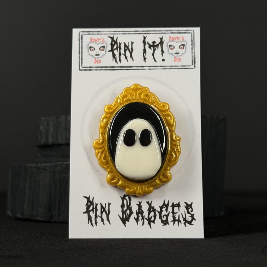 Pin It! Ghost Portrait Polymer Clay Pin Badge - Folksy