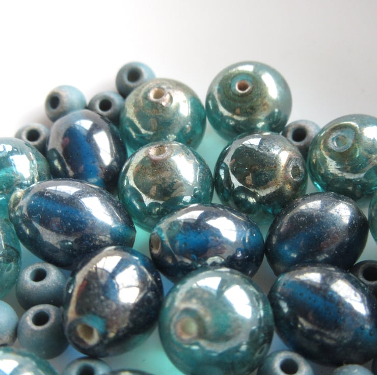 Mixed Teal Beads - Folksy