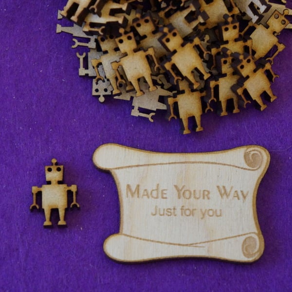 MDF Robot 2cm - 50 x Laser cut wooden shape - Folksy