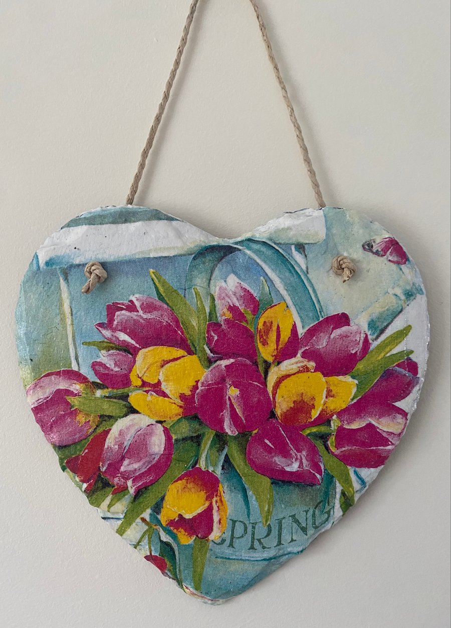 Hanging Slate Heart - Folksy