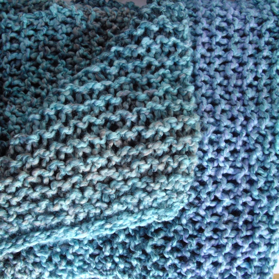 Big Multi-tonal Hand Knitted Scarf - Folksy