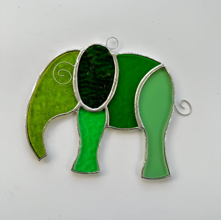 Stained Glass Large Elephant Suncatchers - Hand... - Folksy