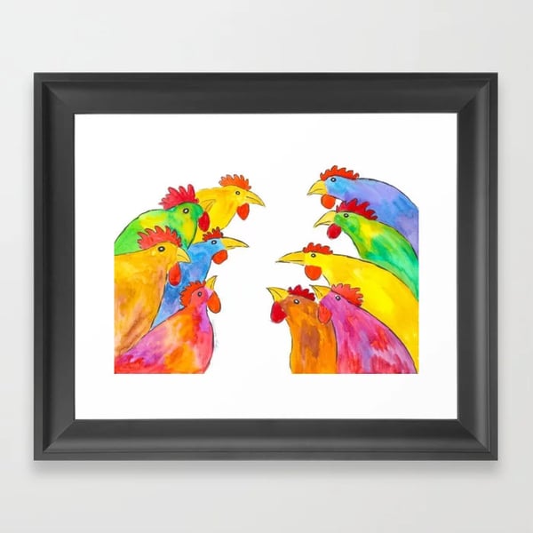 A 4 Colourful Hens Print of 240 gsm paper, card - Folksy