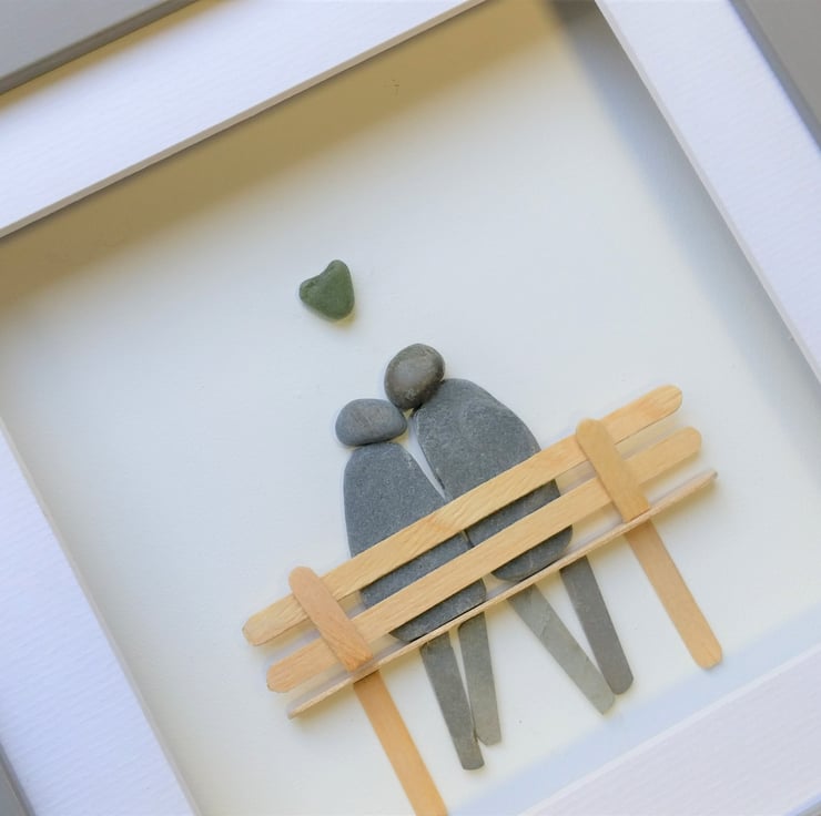 Anniversary Gift, Pebble Art Couple on Wooden B... - Folksy